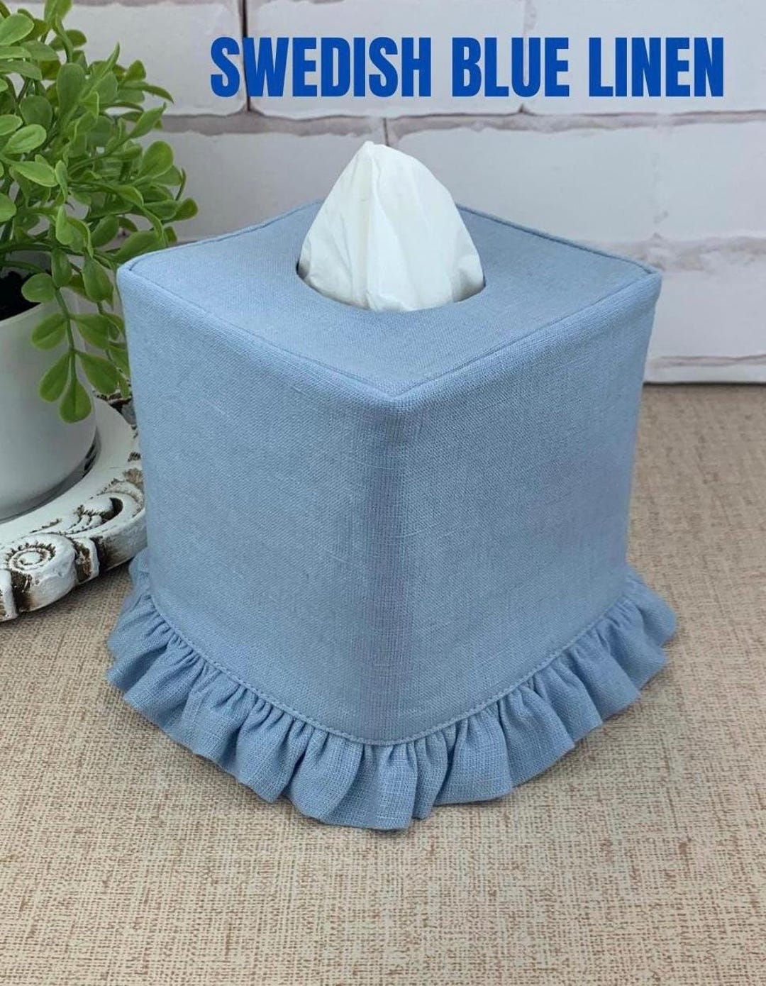 Pick the Color Linen Ruffle Tissue Box Cover - Etsy