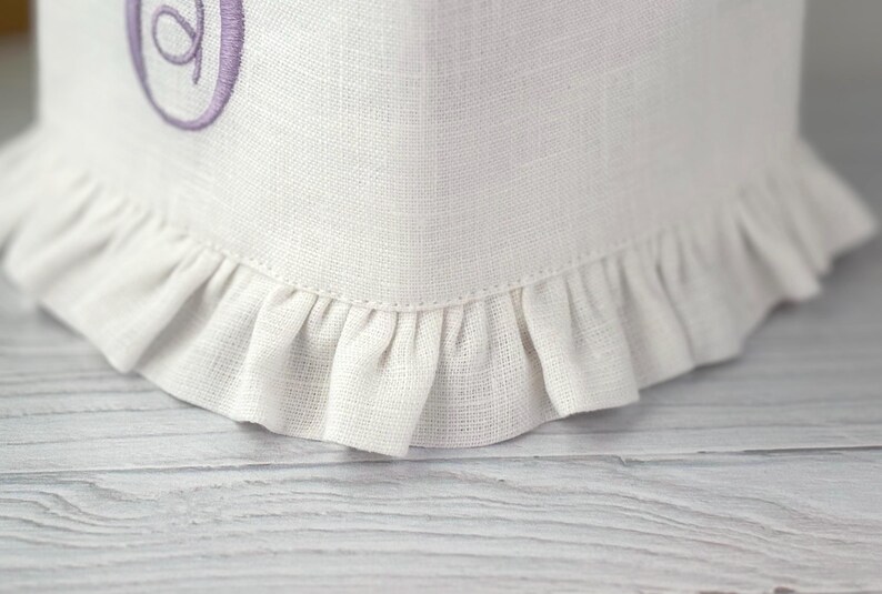 Monogram White Linen Ruffle Tissue Box Cover - Etsy