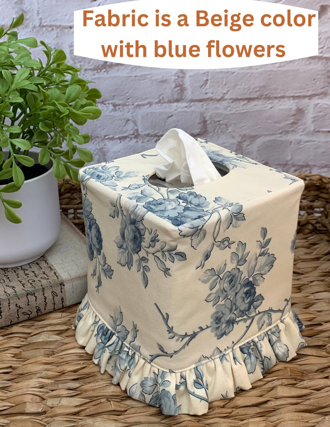 Blue Floral Ruffle Tissue Box Cover - Etsy