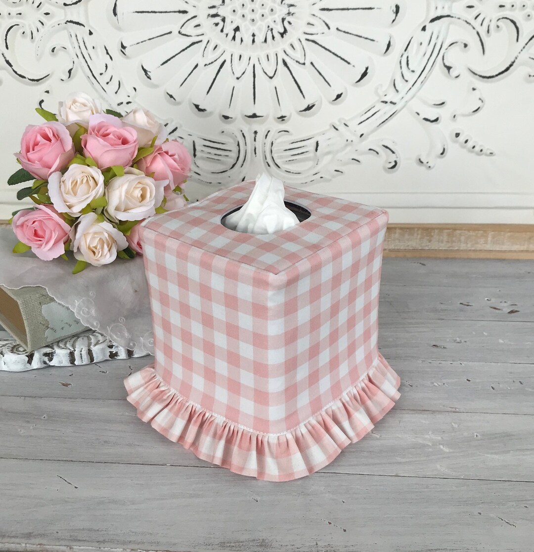 Gingham Ruffle Tissue Box Cover Pick the Color - Etsy