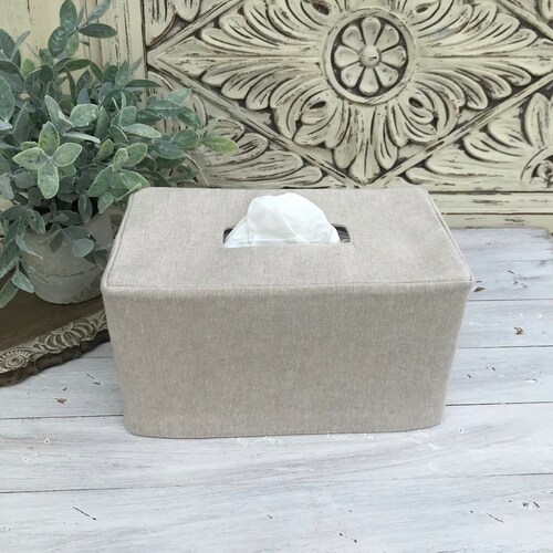 Pink Linen Reversible Tissue Box Cover - Etsy