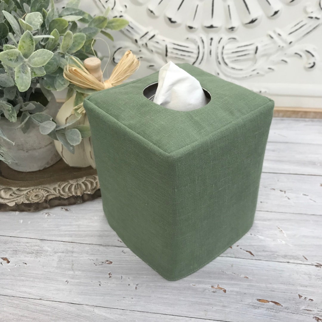 Hedge Green Linen Reversible Tissue Box Cover - Etsy