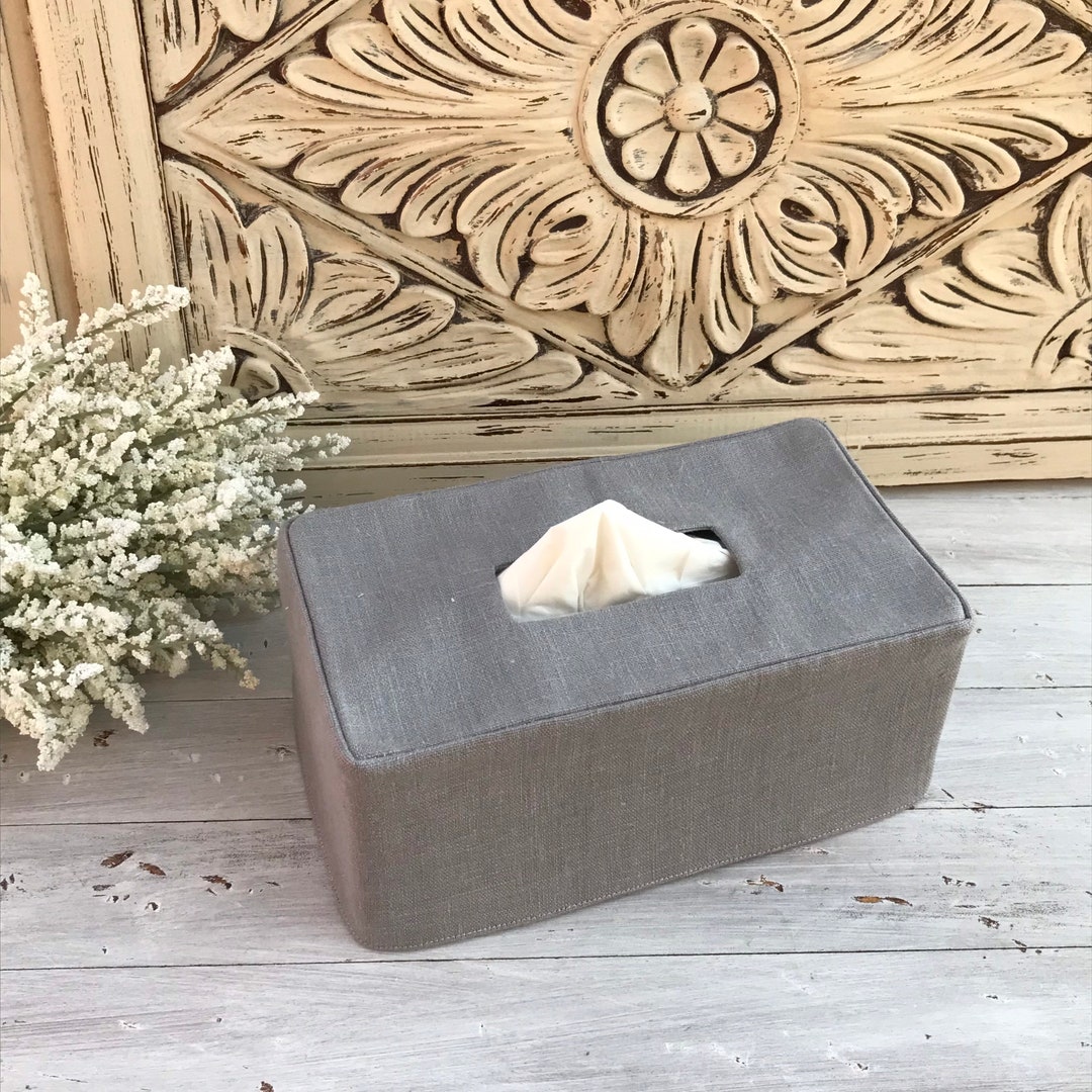 European Gray Linen Rectangle Reversible Tissue Box Cover - Etsy
