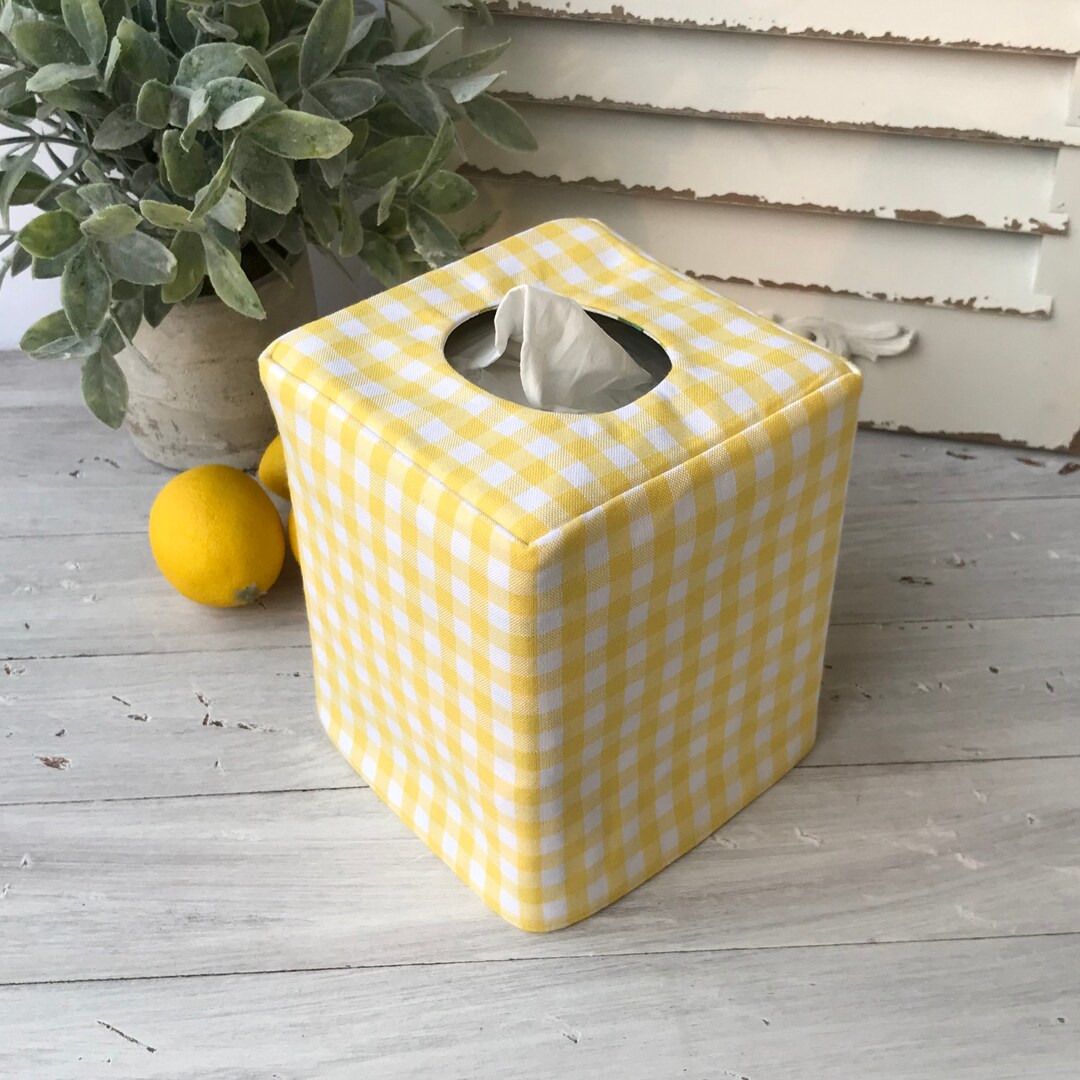 Yellow Gingham/tan Gingham Reversible Tissue Box Cover - Etsy