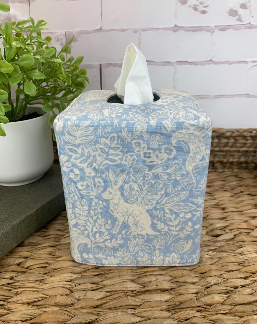 Wildwood Fable Bunny Reversible Tissue Box Cover - Etsy