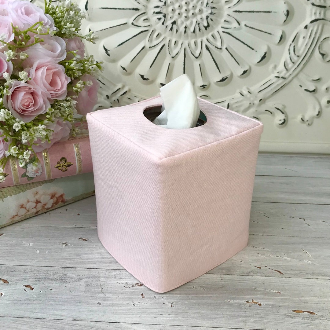 Pink Linen Reversible Tissue Box Cover - Etsy