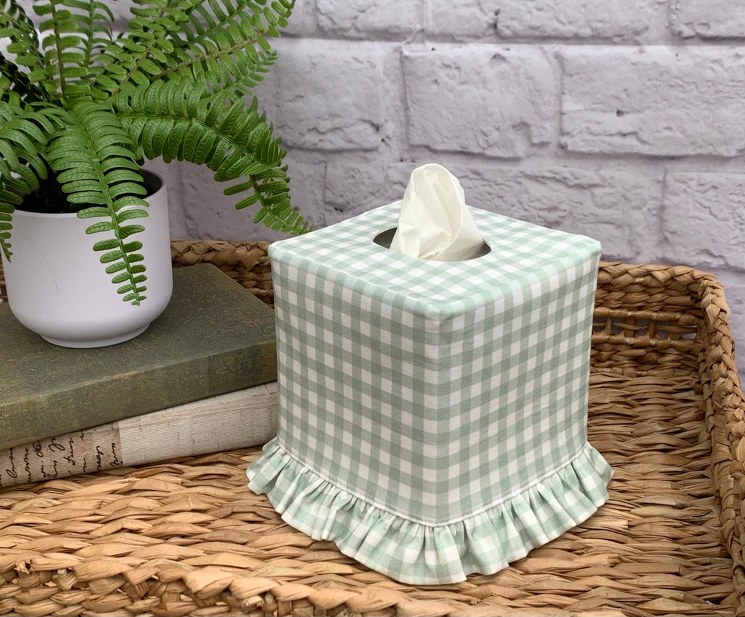 Gingham Ruffle Tissue Box Cover, Pick Your Color - Etsy