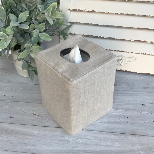 Monogrammed Linen Tissue Box Cover - Etsy