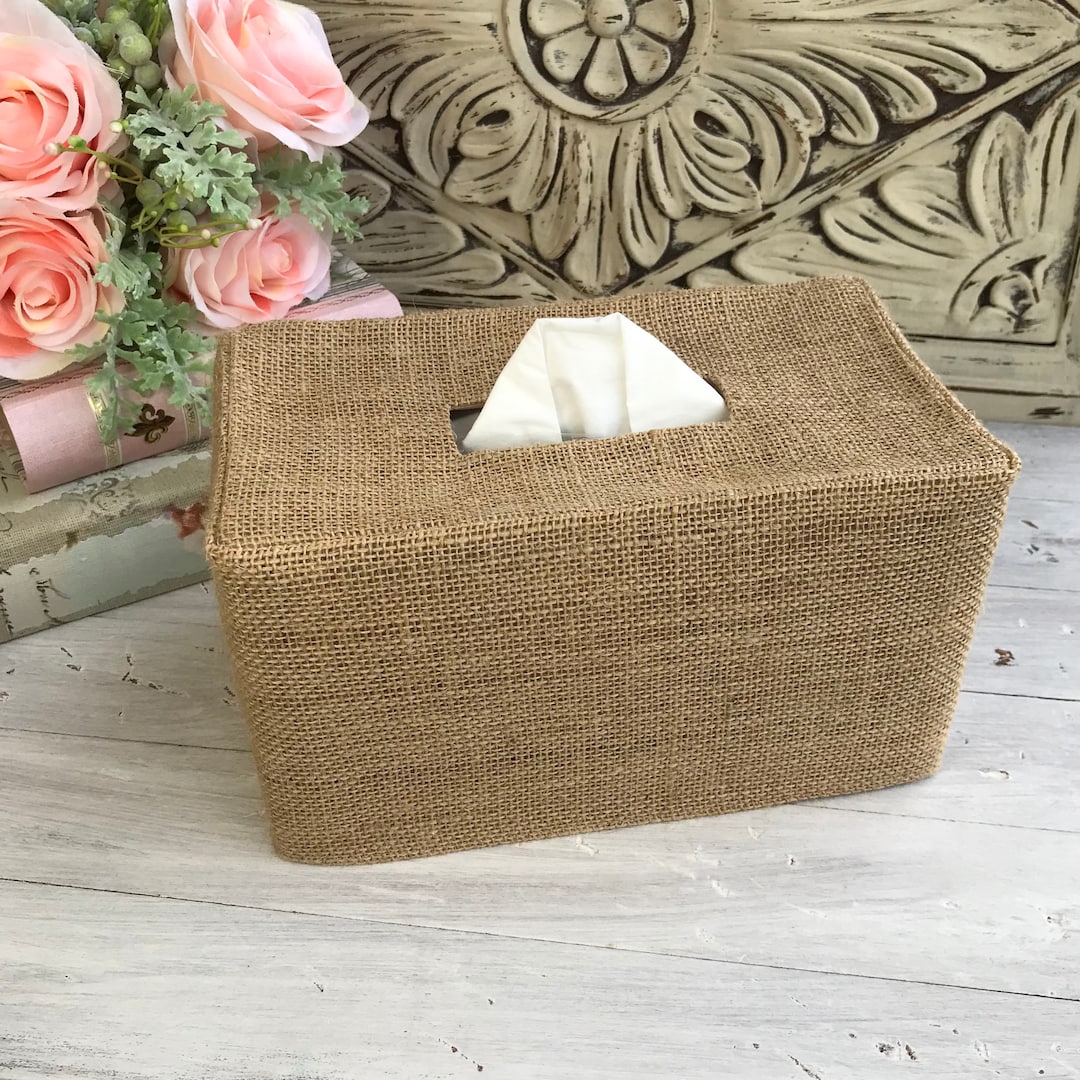 Burlap Rectangle Tissue Box Cover - Etsy