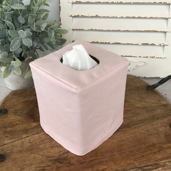 Pink Linen Reversible Tissue Box Cover | Etsy