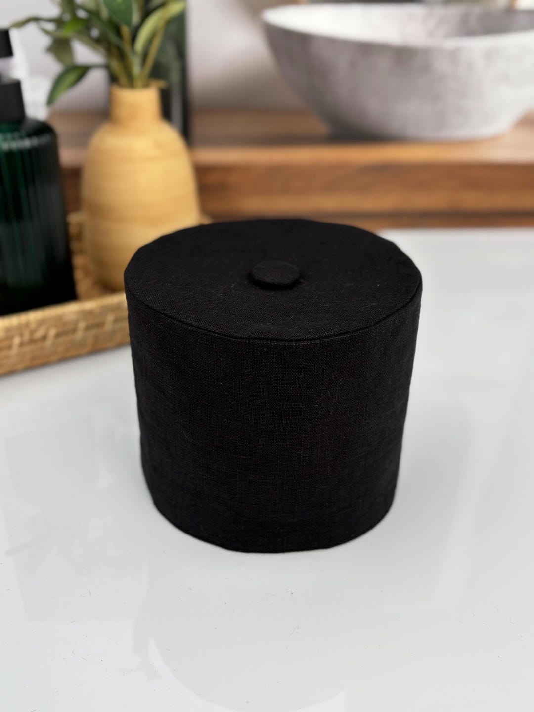 Linen Toilet Paper Cover Made in USA | Fabric Bathroom Decor - Etsy