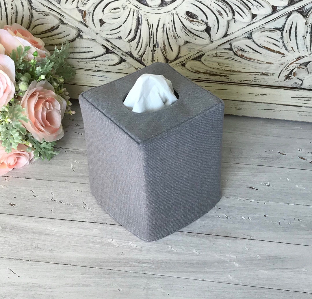 European Gray Linen Reversible Tissue Box Cover - Etsy