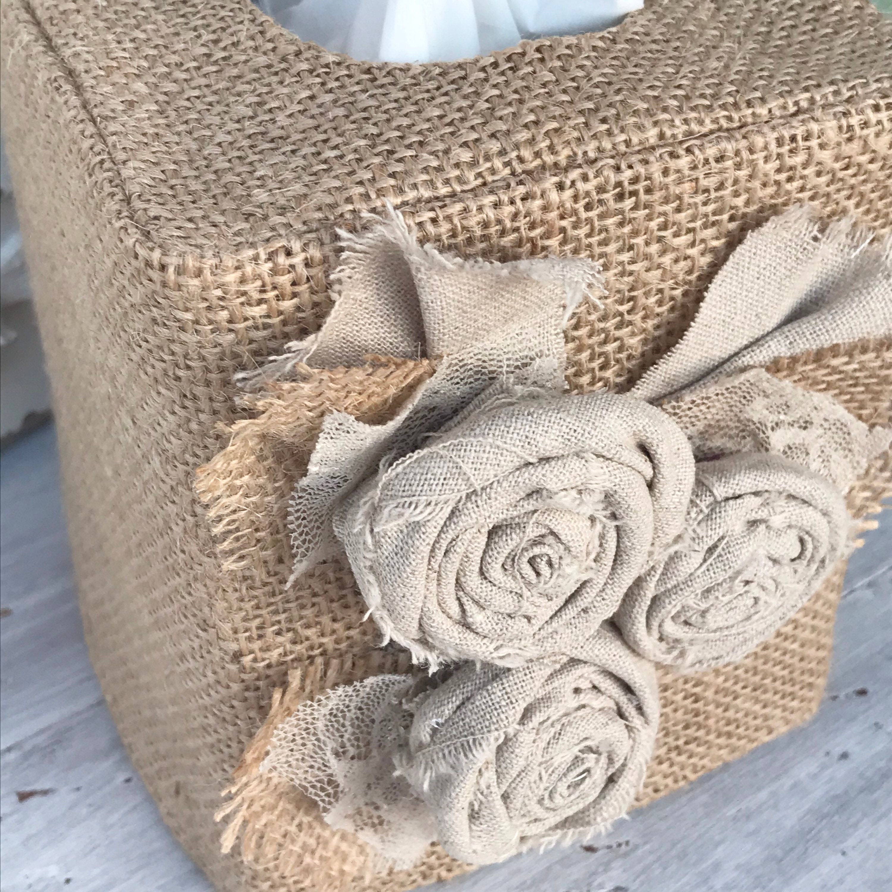 Linen Rose burlap tissue box cover | Etsy