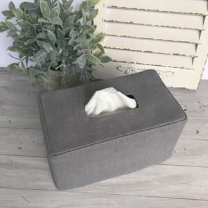 European Gray Linen Rectangle Reversible Tissue Box Cover - Etsy
