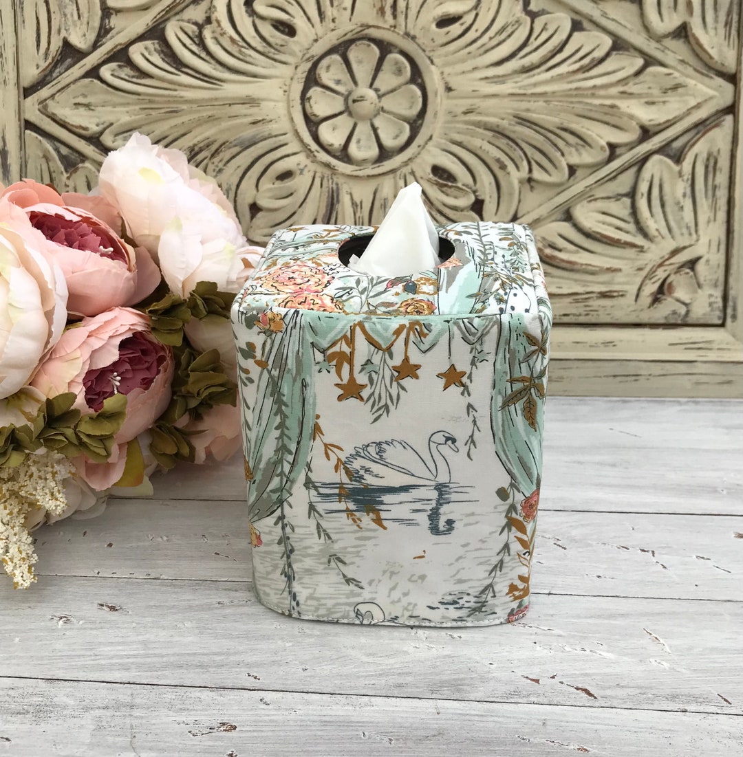 Swan and Rose Bouquet Reversible Tissue Box Cover - Etsy