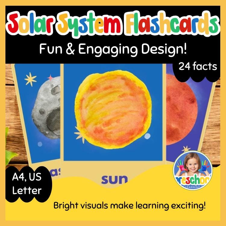 Solar System Flashcards for Kids, Outer Space Toddler Busy Book ...