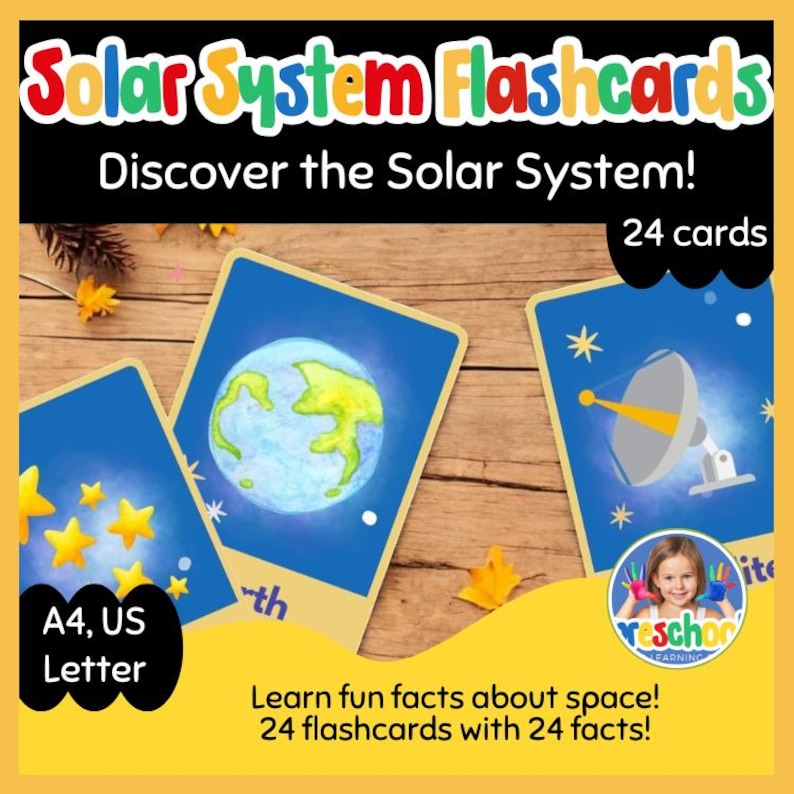 Solar System Flashcards for Kids, Outer Space Toddler Busy Book ...