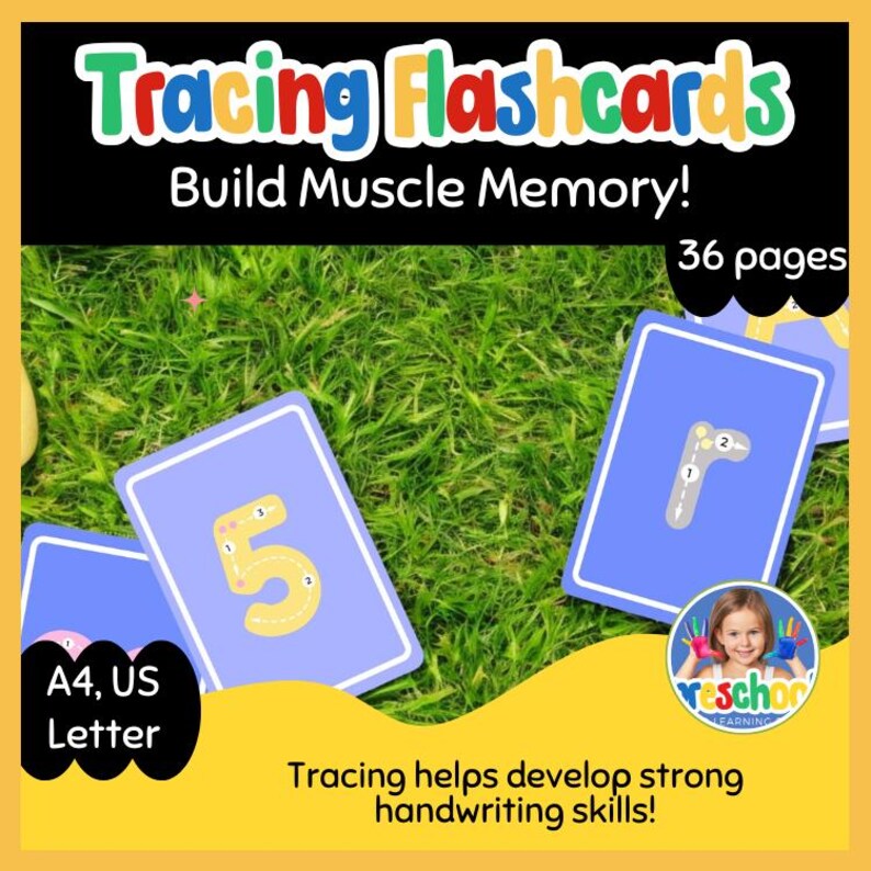 Alphabet & Number Tracing Flashcards: Preschool Learning Bundle ...
