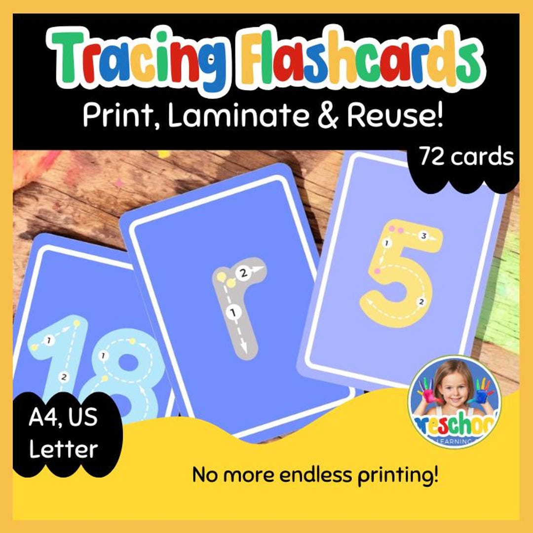 Alphabet & Number Tracing Flashcards: Preschool Learning Bundle ...