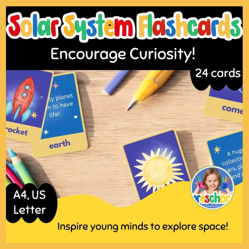 Solar System Flashcards for Kids, Outer Space Toddler Busy Book ...