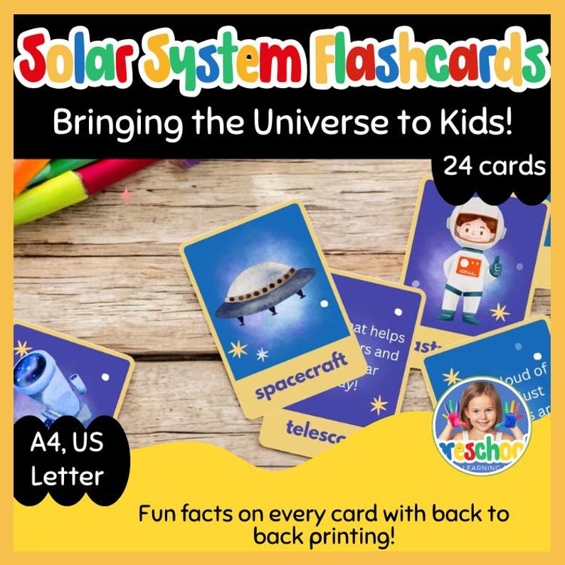 Solar System Flashcards: Space Busy Book, Homeschool Printable (PDF) - Etsy