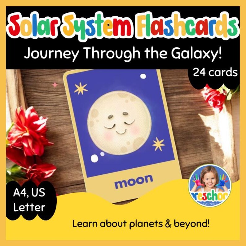 Solar System Flashcards: Space Busy Book, Homeschool Printable (PDF) - Etsy
