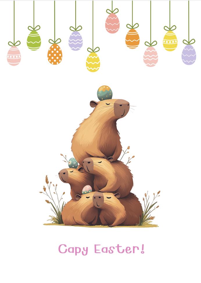 Easter Card Printable | Adorable Easter Capybara Card – Cute Spring ...