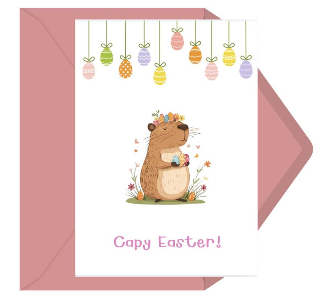 Easter Card Printable | Adorable Easter Capybara Card – Cute Spring ...