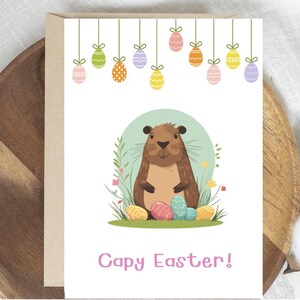 Adorable Easter Capybara Card – Cute Spring Greeting for Animal Lovers ...
