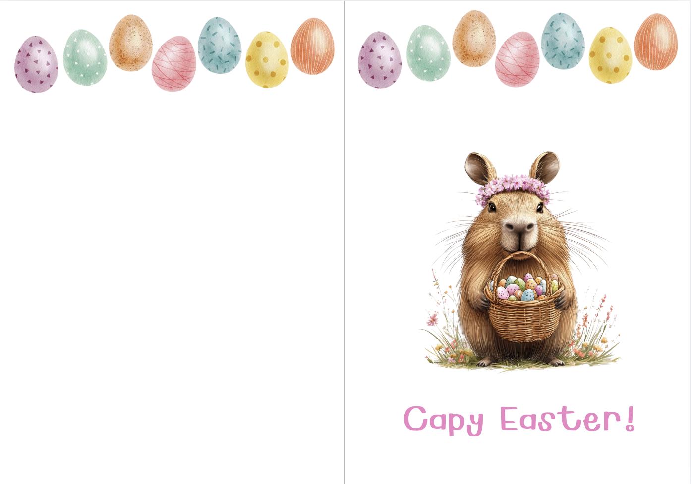 Adorable Easter Capybara Card – Cute Spring Greeting for Animal Lovers ...