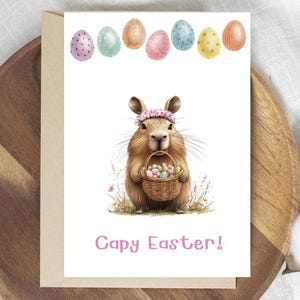 Adorable Easter Capybara Card – Cute Spring Greeting for Animal Lovers ...
