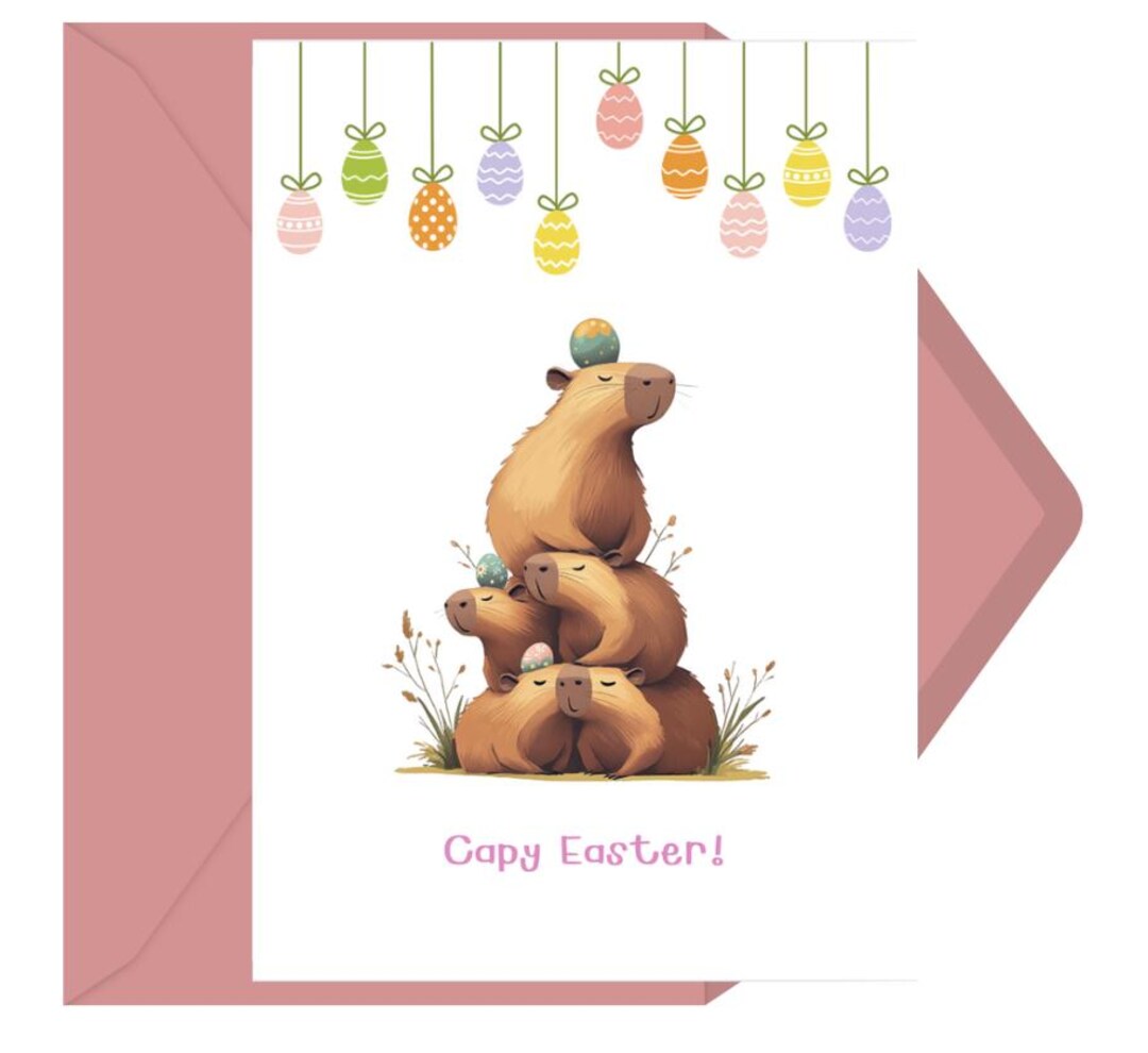 Easter Card Printable | Adorable Easter Capybara Card – Cute Spring ...