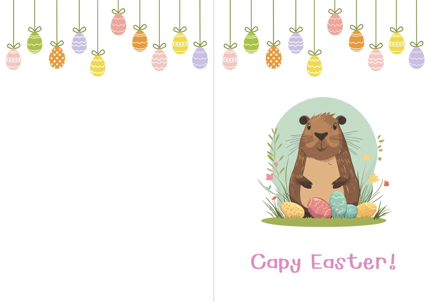 Adorable Easter Capybara Card – Cute Spring Greeting for Animal Lovers ...