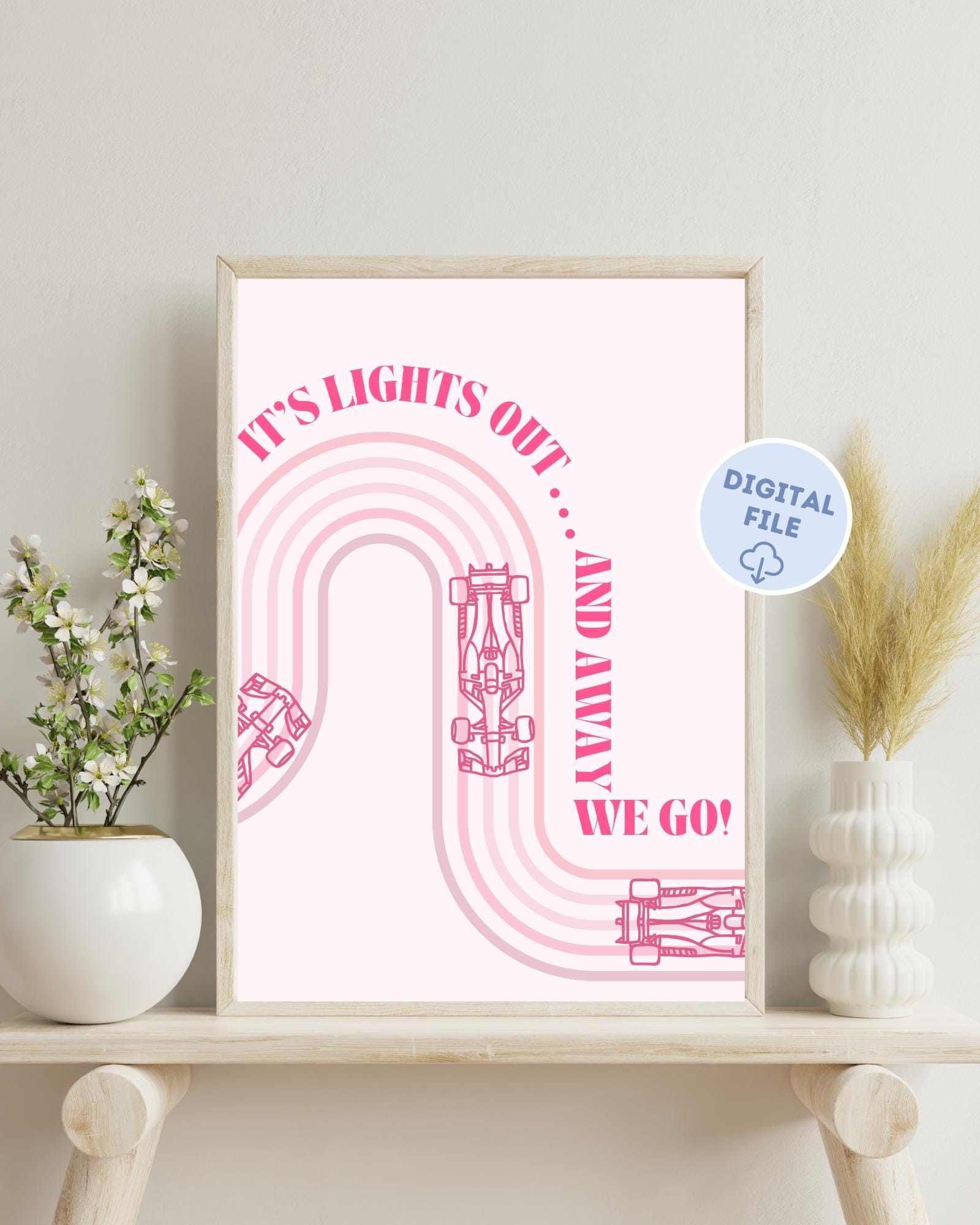Lights Out F1 Pink Digital Poster | Formula 1 F1 Printable Digital ...
