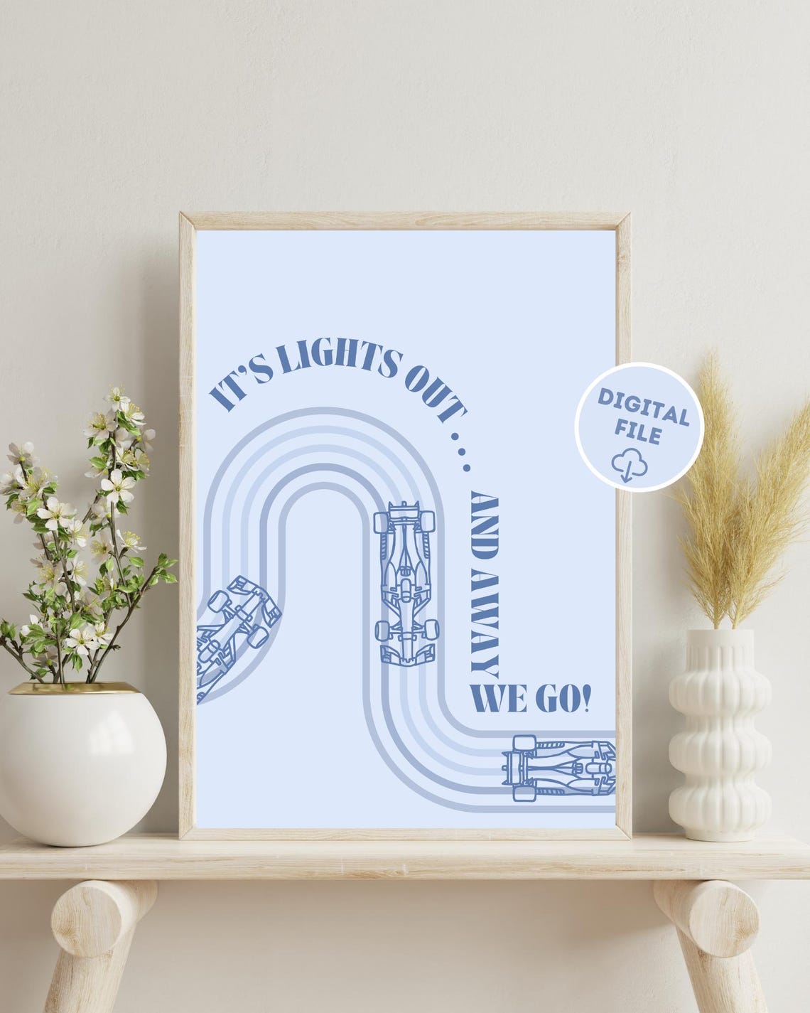 Lights Out F1 Blue Digital Poster | Formula 1 F1 Printable Digital ...