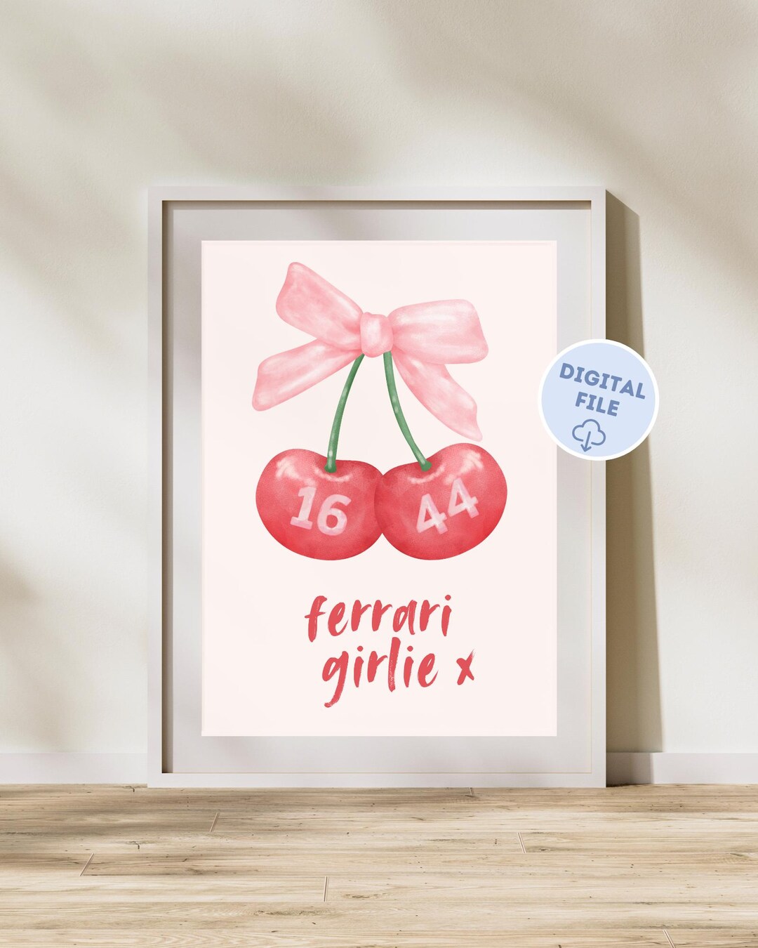 Ferrari Girlie Cherry F1 Pink Digital Poster | Formula 1 F1 Printable ...