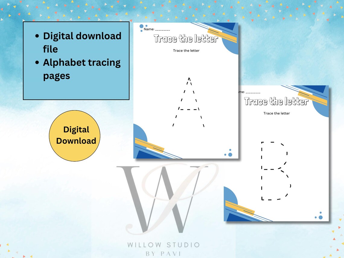 Digital Printable of Alphabet Tracing Pages for Preschoolers and ...