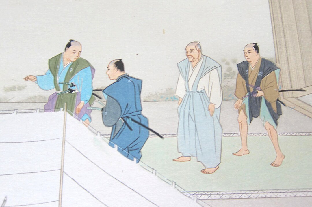 Antique Japanese Woodblock Print -seppuku (cutting Belly)samurai ...
