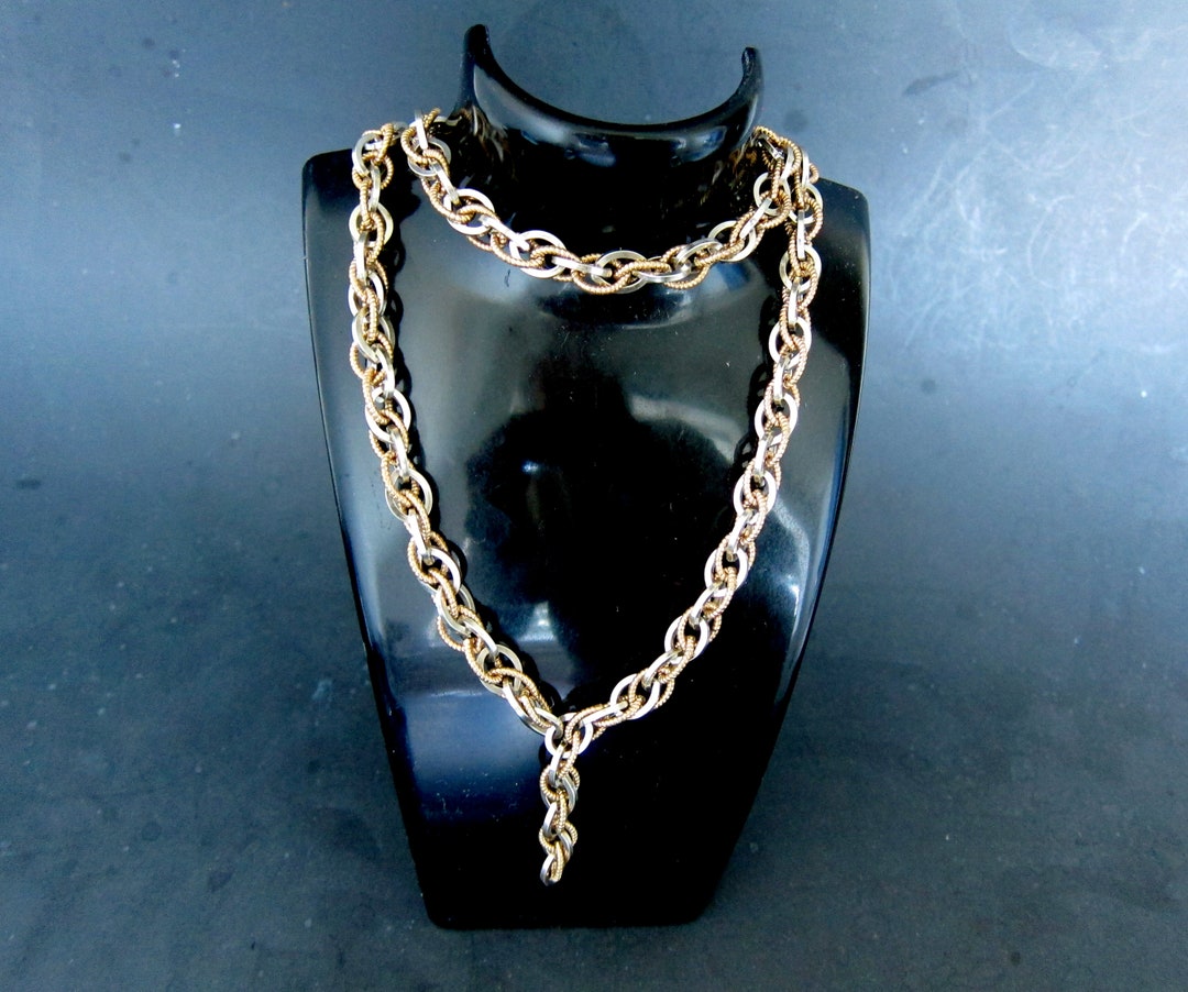 Vintage Thick Gold & Silver Interlock Chain/pendant for Pocket Watch - Etsy