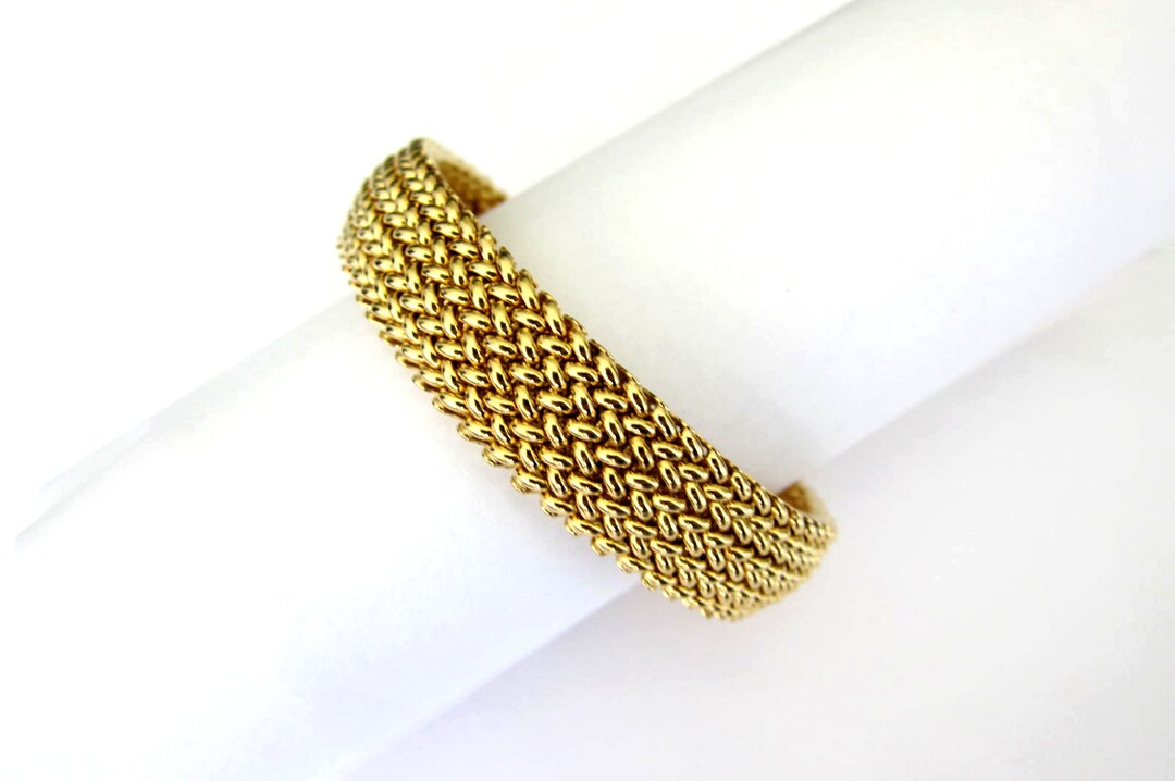 14K Yellow Gold Heavy Woven Bracelet,italian Designer,weighs 29.7 Grams ...