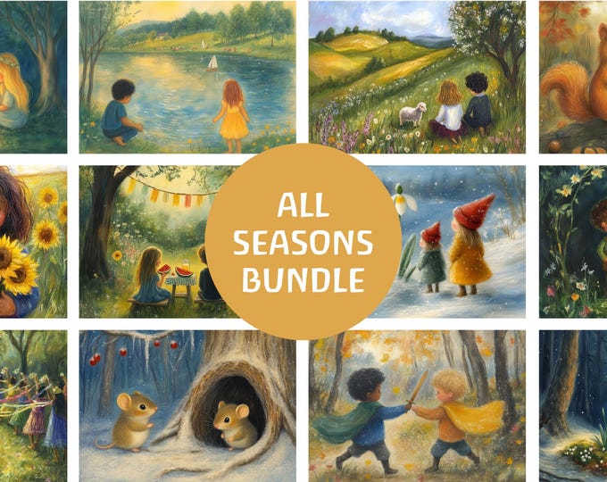 Waldorf Inspired Seasons Cards Digital Download Printable Spring Summer ...