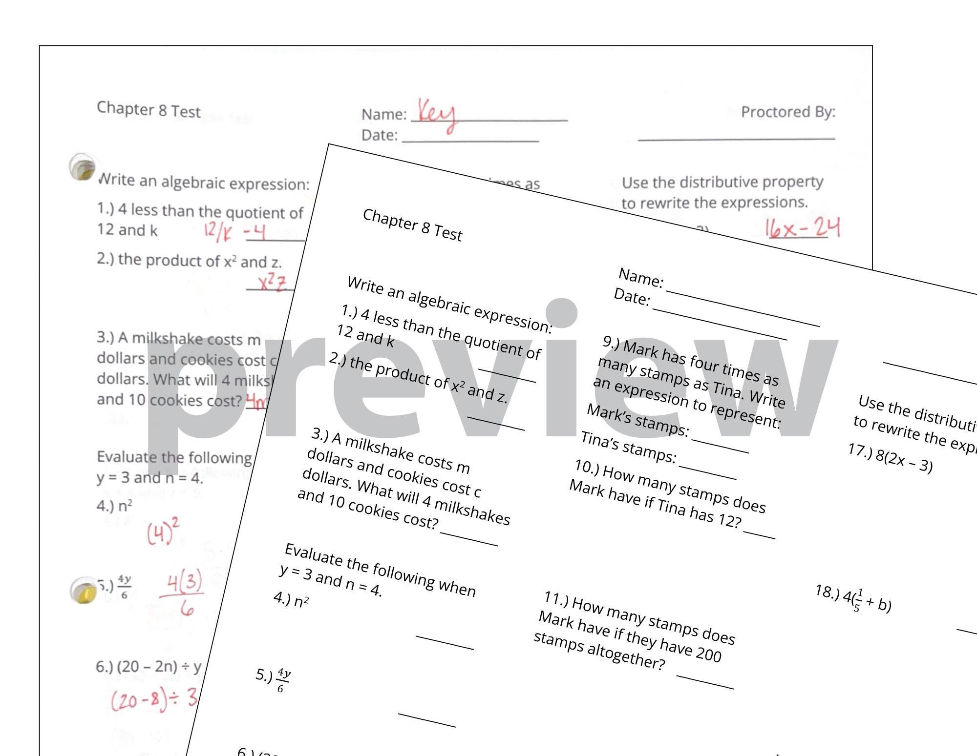 6B Math Test Bundle: Chapter 8 - 13 Tests | 6th Grade Mathematics | 6th ...