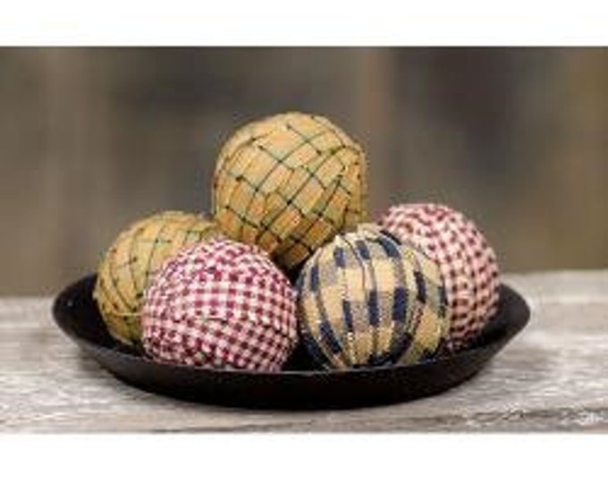 6 Mini Rag Balls Homespun Ornaments Bowl Fillers Farmhouse - Etsy