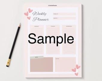 Printable Weekly Planner Sheet | Digital Weekly Planner Sheet | Digital ...