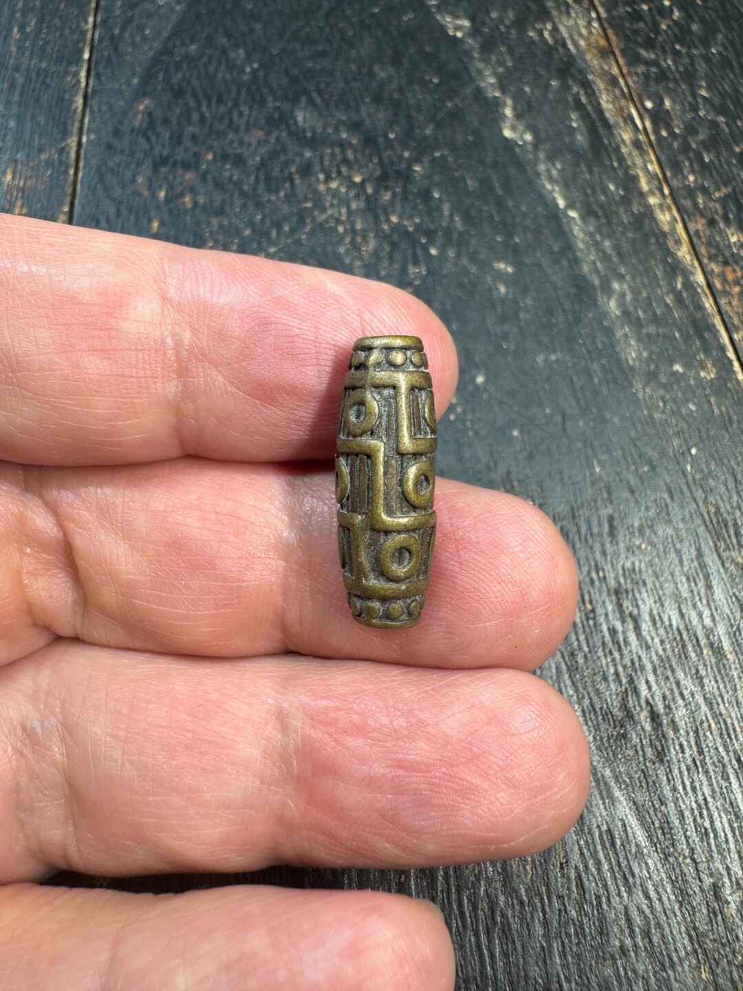Tibetan Copper Nine-eyed Dzi Bead | Handmade Buddhist Amulet Mala ...