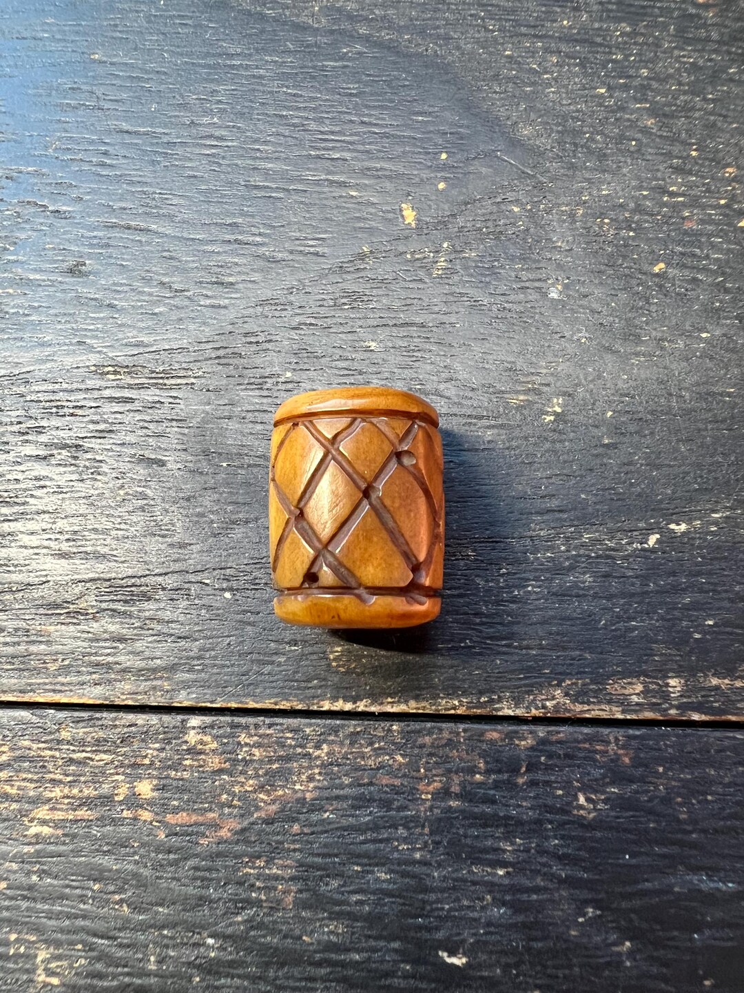 Hand-carved Tibetan Yak Bone Barrel Bead | Nepal Buddhist Mala Spacer ...
