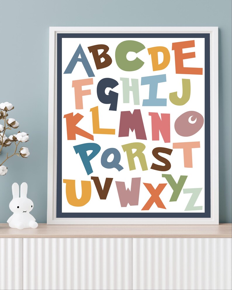 Alphabet Poster, Classroom Wall Art, Colorful ABC Print, Learning ...