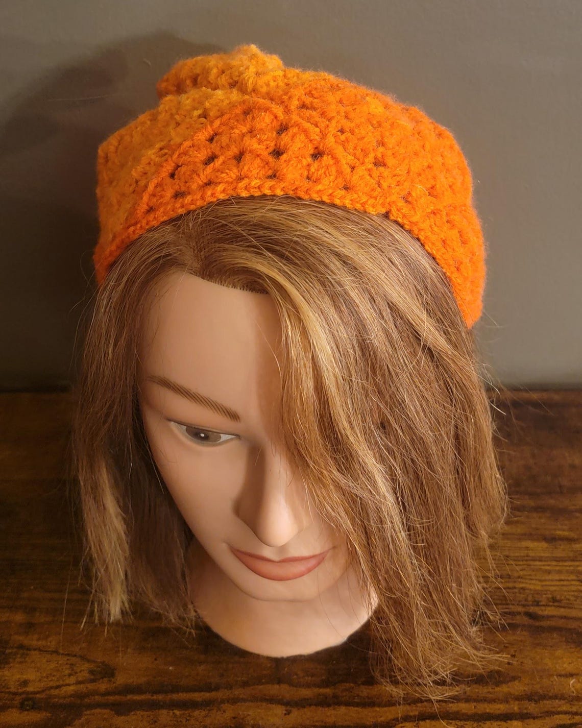 Crocheted Bandana Orange and Light Orange Colored - Etsy