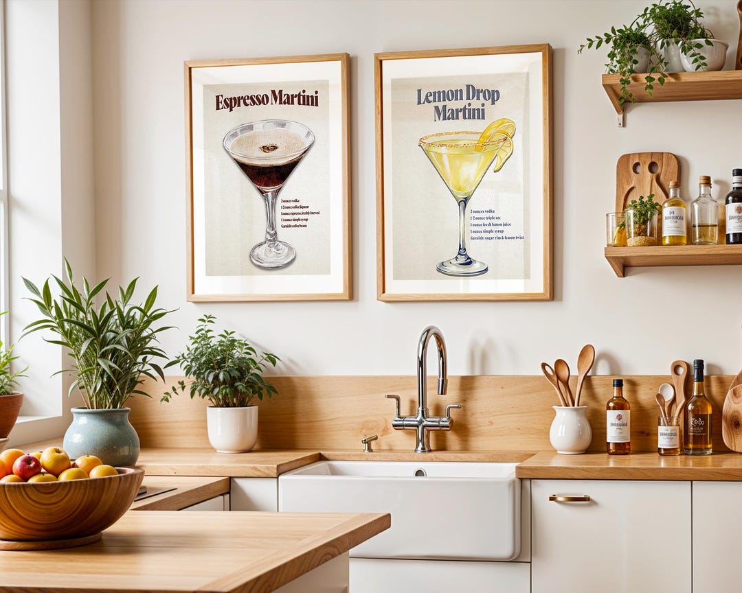 Custom Cocktail Wall Decor, Digital Download Cocktail Art, Stylish ...