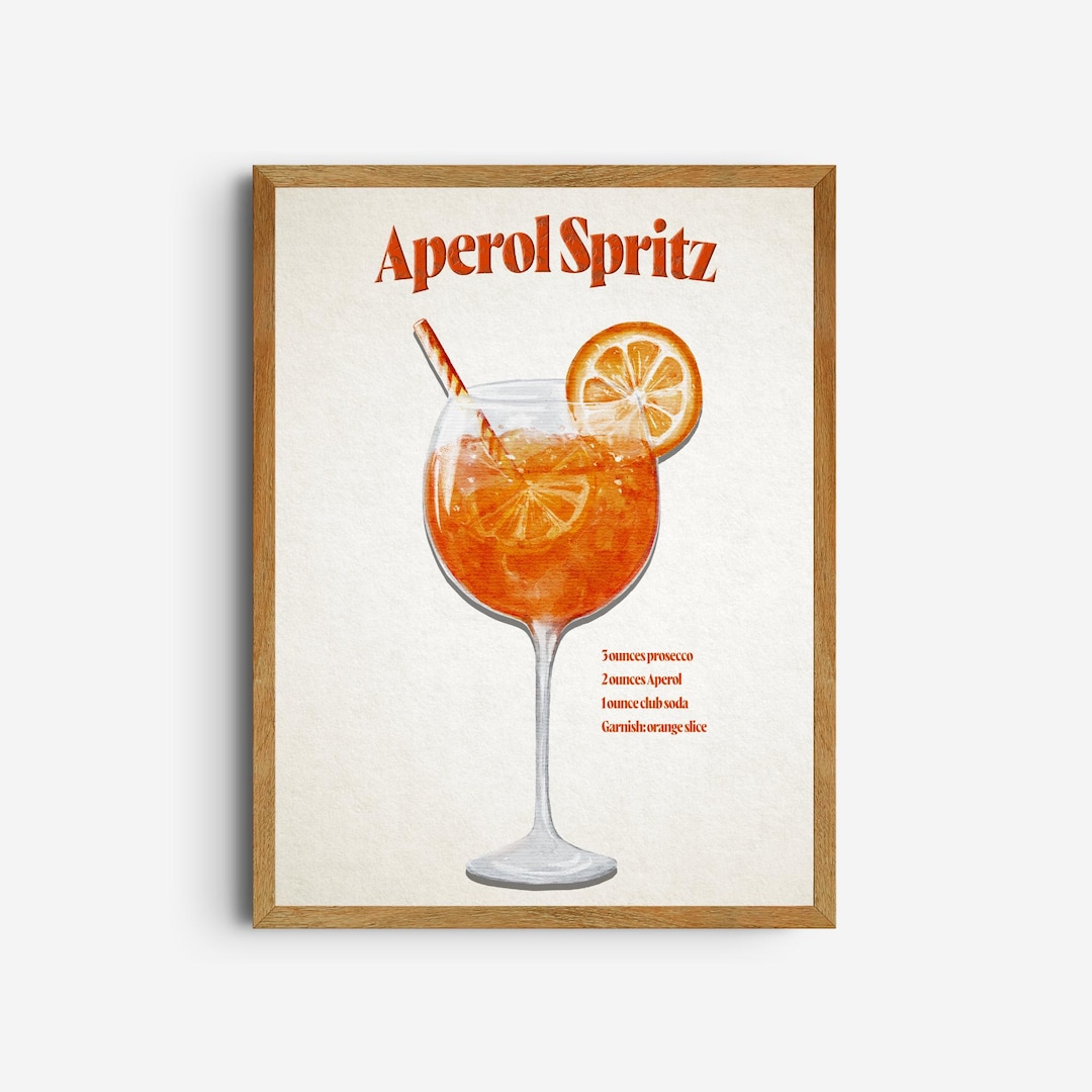 Aperol Spritz Wall Decor, Digital Download Cocktail Wall Art, Stylish ...
